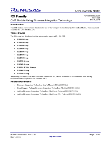CMT Module RX Family Application Note | Manualzz