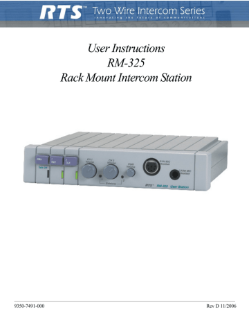 RTS RM-325 manual | Manualzz