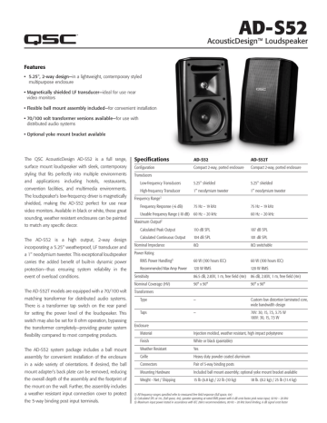 QSC AD-S52 (D) Spec sheet | Manualzz