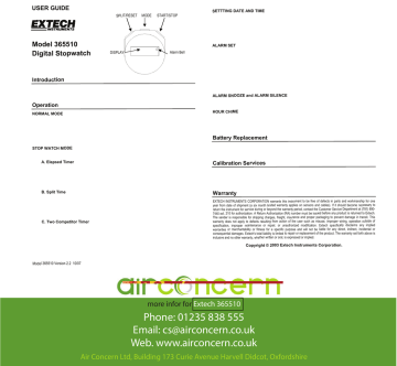 Extech 365510 Digital Stopwatch User Guide | Manualzz