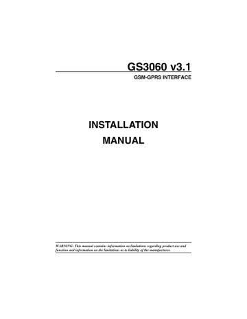 GS3060 GSM v3.1 Installation Manual | Manualzz
