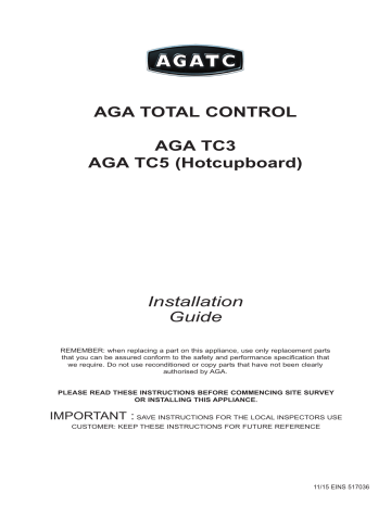 AGA TC3 & TC5 Total Control Room Vent Installation guide | Manualzz
