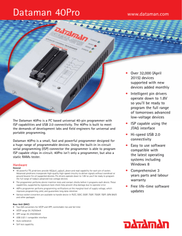 Dataman 40Pro Programmer Specification | Manualzz