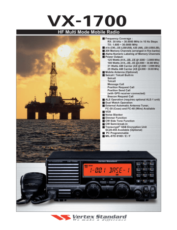Vertex Standard VX-1700 Series Specifications | Manualzz