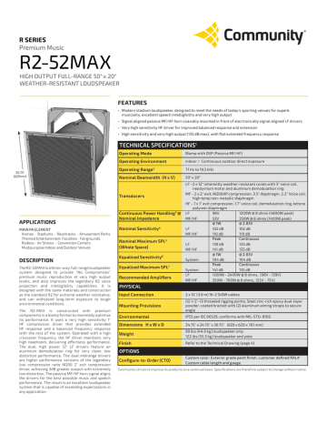 Community R2-MAX Spec sheet | Manualzz