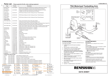 Renishaw TSA Motorised tool setting arm Data Sheets | Manualzz