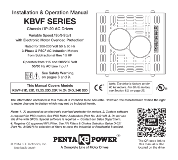 KB Electronics KBVF Series Installation & Operation Manual | Manualzz