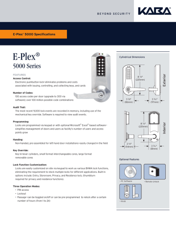 Dormakaba E-Plex 5000 Series Specification | Manualzz