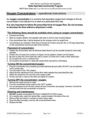 Oxygen Concentrator Instruction Manual | Manualzz