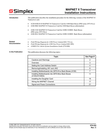 Simplex Installation Instructions MAPNET II Transceiver | Manualzz