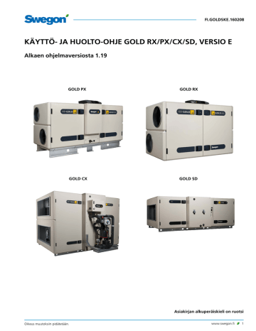Swegon GOLD RX/PX/CX/SD Kasutusjuhend | Manualzz