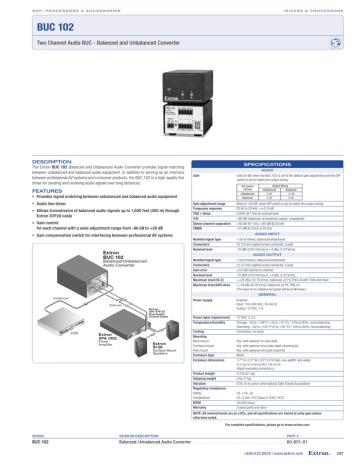 Extron BUC 102 Datasheet | Manualzz