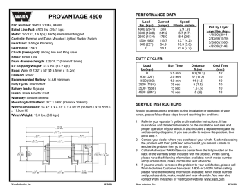 WARN ProVantage 4500 Winch Specification | Manualzz