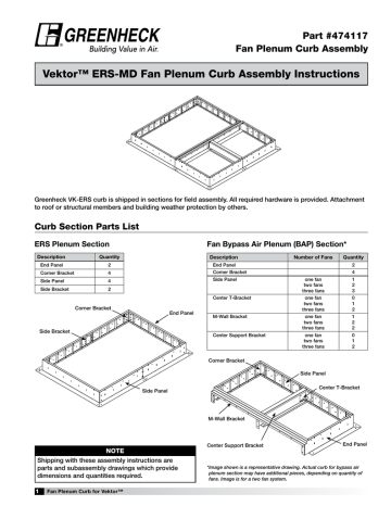 Greenheck 474117 Vektor-ERS-MD Fan Plenum Curb Assembly Instructions ...