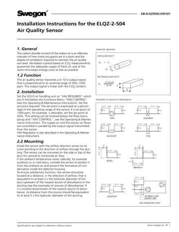 Swegon ELQZ-2-504 Air quality sensor Operating & Maintenance ...