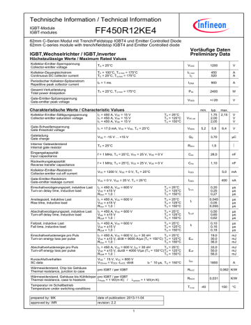 Infineon FF450R12KE4 IGBT Module Datenblatt | Manualzz