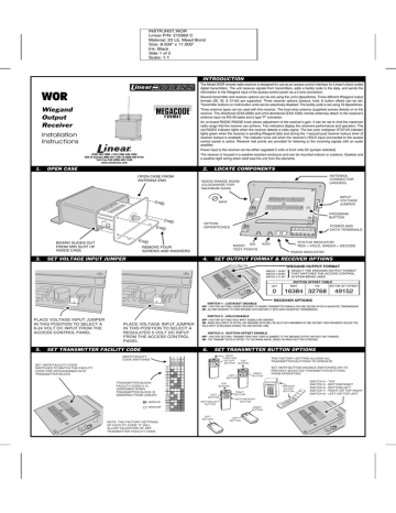 Linear WOR Remote Radio Receiver Installation Instructions | Manualzz