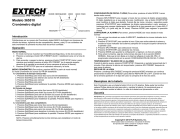 Extech Instruments 365510 Stopwatch/Clock User's Manual | Manualzz