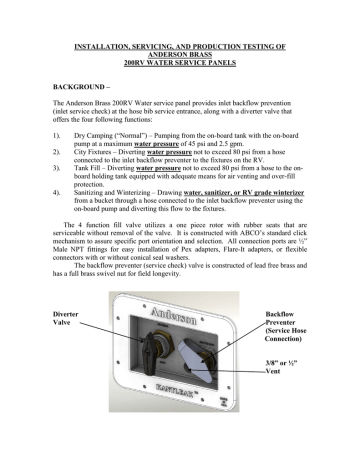 Anderson Brass 200RV Kantleak Water Service Panel Installation ...