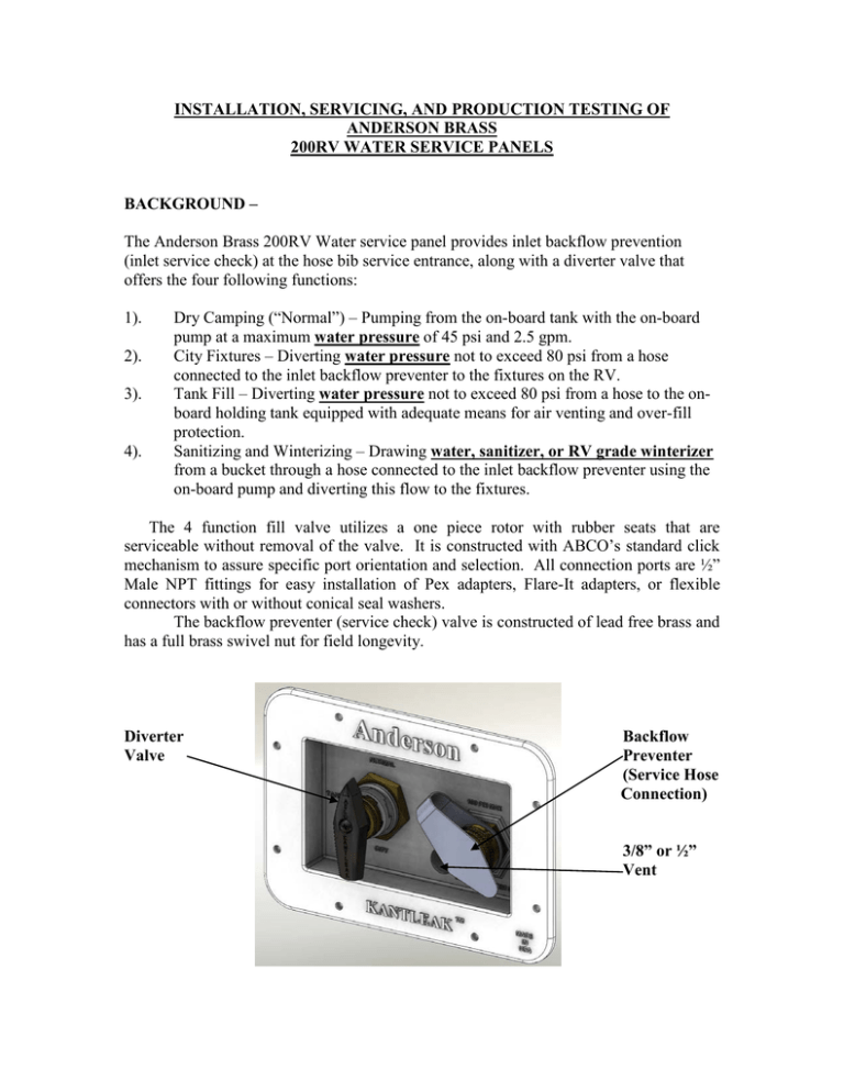 Anderson RV200Kantleak 200RV INSTALLATION SERVICING and TEST ...