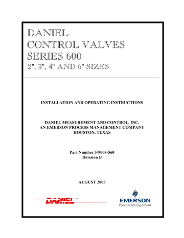 Daniel Control Valves - Model 600 Installation manual | Manualzz