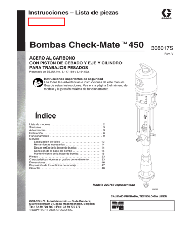 Graco 308017v , Bombas Check-Mate 450 acero al carbono Owner's Manual ...
