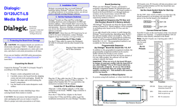 Dialogic D/120JCT-LS Media Board Quick Install Card | Manualzz
