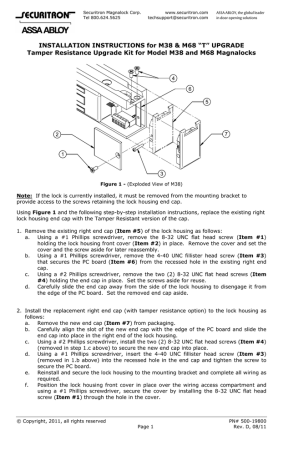 Securitron M68 Magnalock Installation Instructions | Manualzz