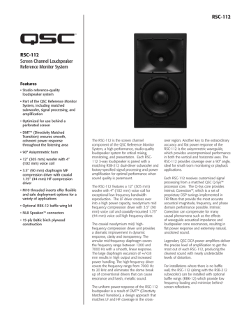 QSC RSC112 Spec sheet | Manualzz