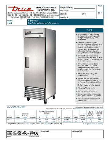 True T-23 Specifications | Manualzz
