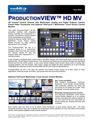 VADDIO PRODUCTIONVIEW HD MV Tech Specs | Manualzz