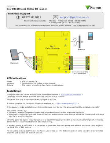 Caller ID reader Net2 Ins-30150 User Manual | Manualzz