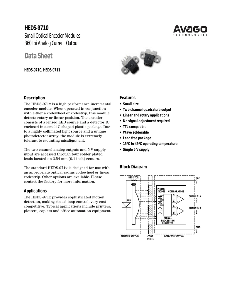 Data Sheet HEDS-9710 Small Optical Encoder Modules 360 Ipi Analog ...