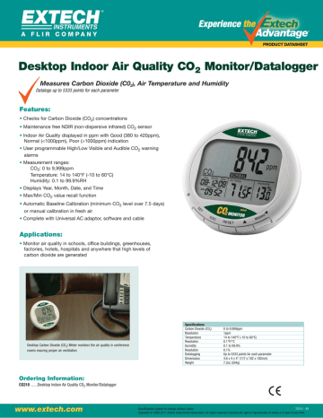 CO210 Desktop Indoor Air Quality CO2 Monitor/Datalogger Datasheet ...