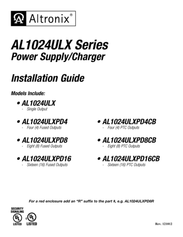 AL1024ULX Series Power Supply/Charger Installation Guide • AL1024ULX ...