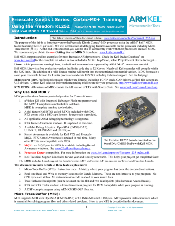 Freescale Kinetis L Series KL25Z Cortex-M0+ Training: Using the Freedom KL25Z | Manualzz