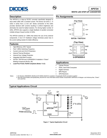 DIODES INC. AP5724WG-7 LED DRIVER Data Sheet | Manualzz