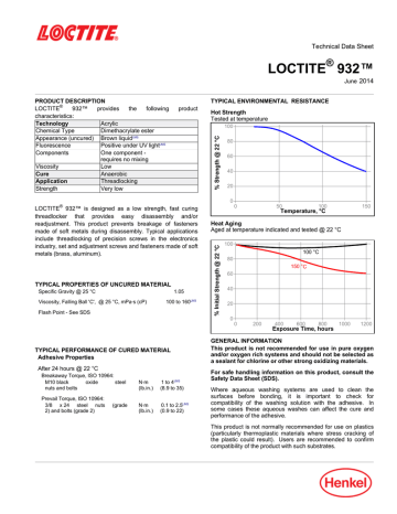 LOCTITE 932, 50ML Adhesive Data Sheet | Manualzz