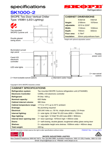 SKOPE V50BV SK1000-2 Chiller Specification | Manualzz