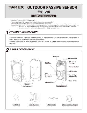 Takex MS-100E Instruction manual | Manualzz