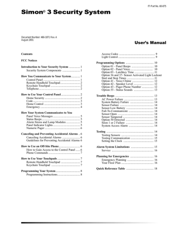 Simon 3 Security System User's Manual | Manualzz