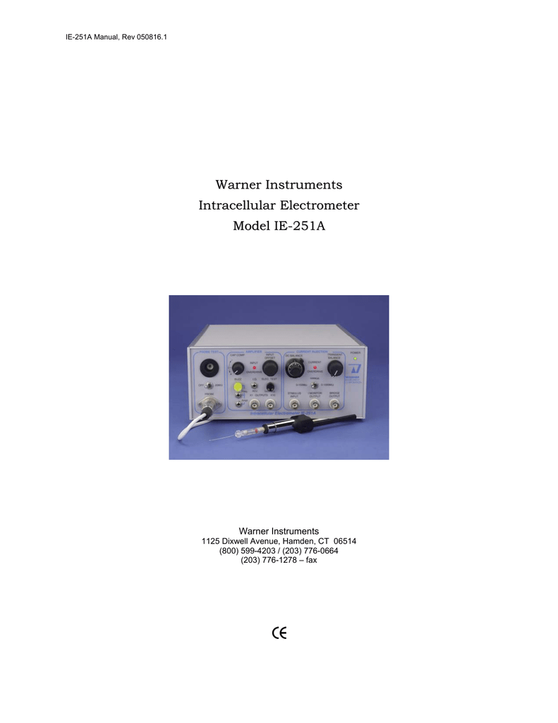 Warner Instruments IE-251A Intracellular Electrometer Manual | Manualzz