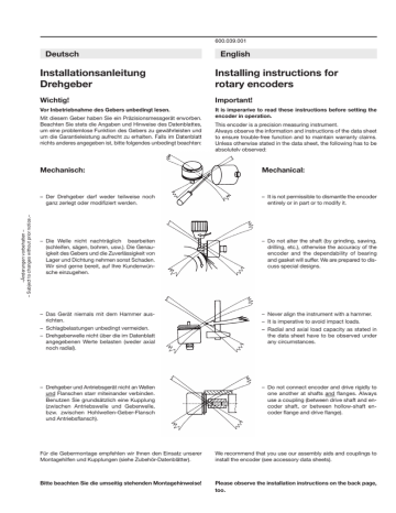 Rotary Encoder Installation Instructions | Manualzz