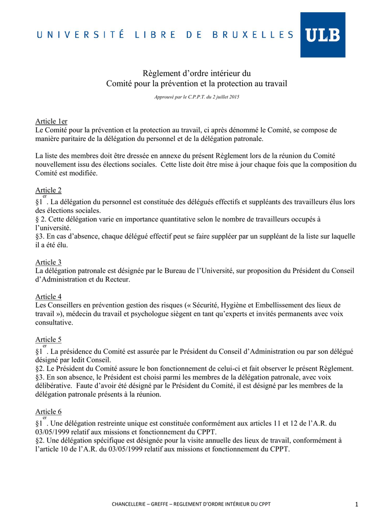 Règlement Intérieur