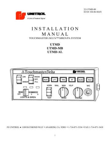 Federal Signal Touchmaster Delta/Touchmaster Product Manual | Manualzz