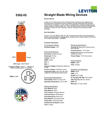 Receptacle Industrial Series 5362-IG Specification | Manualzz