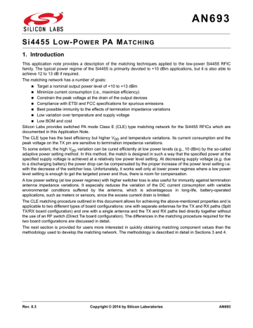 Si4455 Low-Power PA Matching Application Note | Manualzz