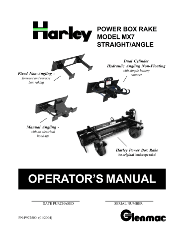 Harley MX7 Straight/Angle Power Box Rake Operator's Manual | Manualzz