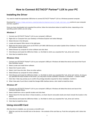 How to Connect ECTACO Partner LUX to your PC User Manual | Manualzz