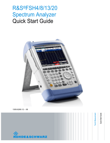 Rohde & Schwarz Spectrum Analyzer FSH4, FSH8, FSH13, FSH20 Quick Start ...